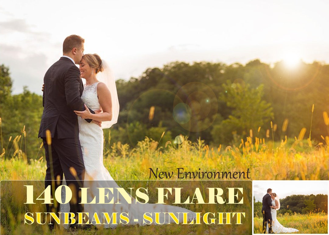 140 Lens Flare Sun Overlays, Photo Overlay, Sunbeams, Digital Sun Light ...