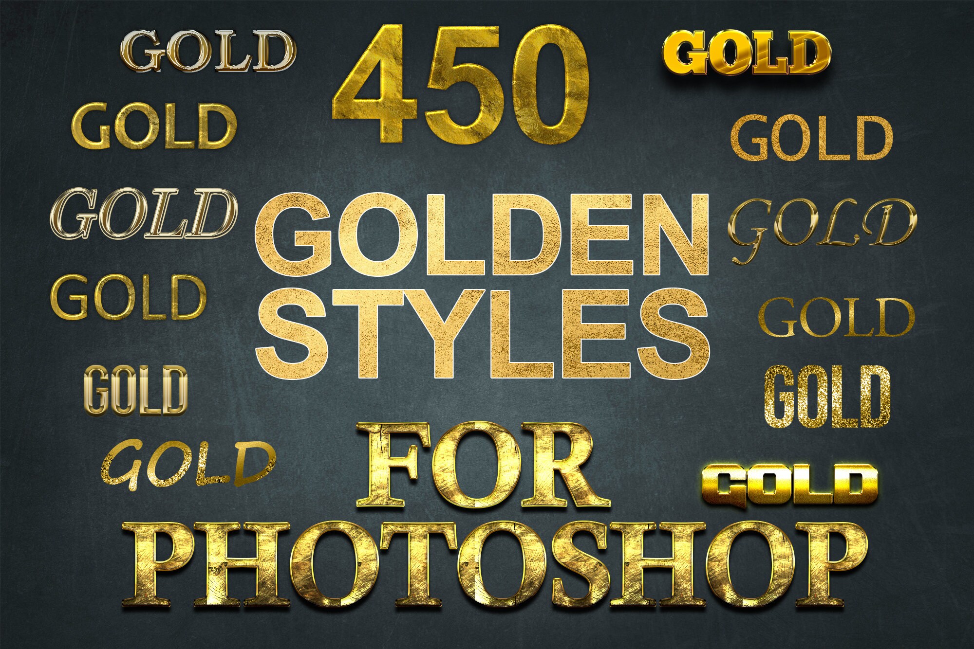 450 Golden Styles Photoshop Layer Styles Photoshop Styles | Etsy