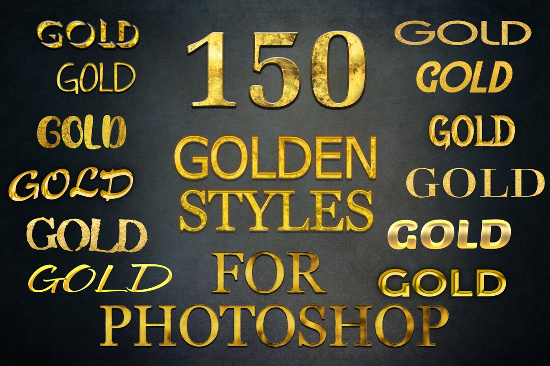 150 Golden Photoshop Styles: Gold Text Effects, Glitter, Foil, Stamp ...
