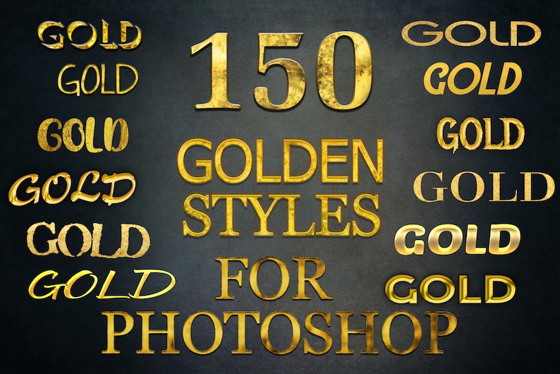 150 Golden Photoshop Styles: Gold Text Effects, Glitter, Foil, Stamp ...