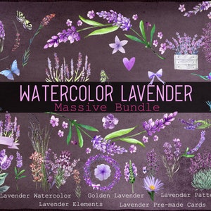 Bundle Watercolor Lavender Overlays, Lavender Spring, Lavender Flowers ...