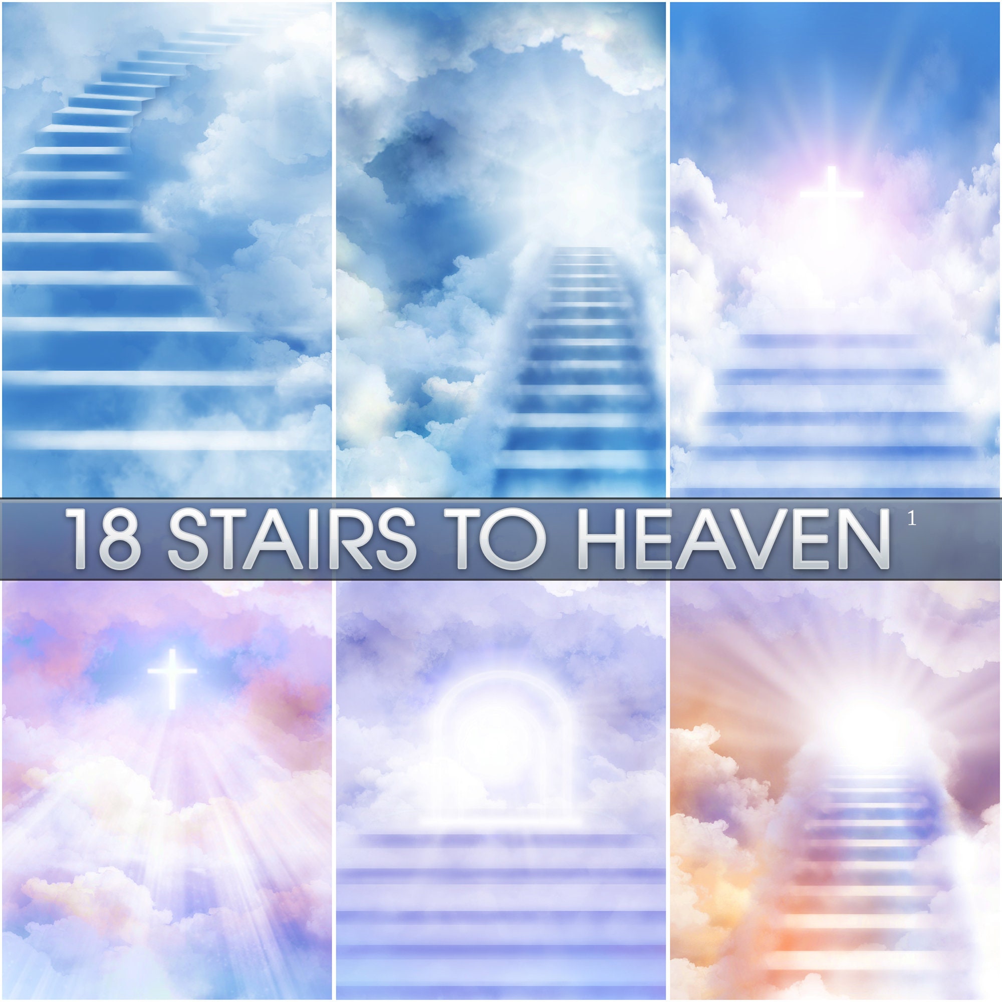 18 Stairs to Heaven, Easter Blue Sky Overlays, Ethereal Staircase ...