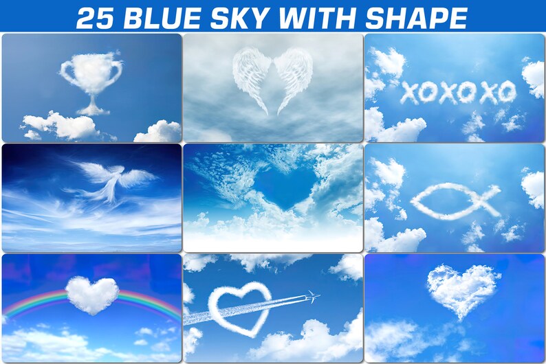 25 Blue Sky Overlay Symbol Cloud Shape Sky Background - Etsy