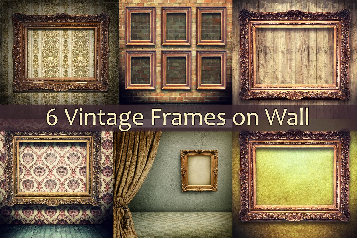 6 Digital Background Vintage Frames on Wall Digital Backdrop - Etsy