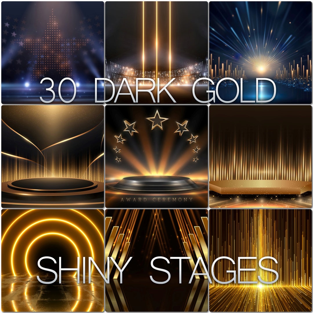 30 Dark Golden Shiny Stages Backdrops, Gold Podium With Stage Lights ...