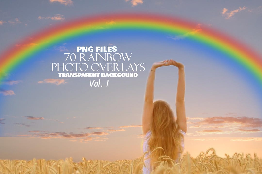 70 Rainbow Photo Overlays, Rainbow Overlays, Rainbow Clipart, Digital ...