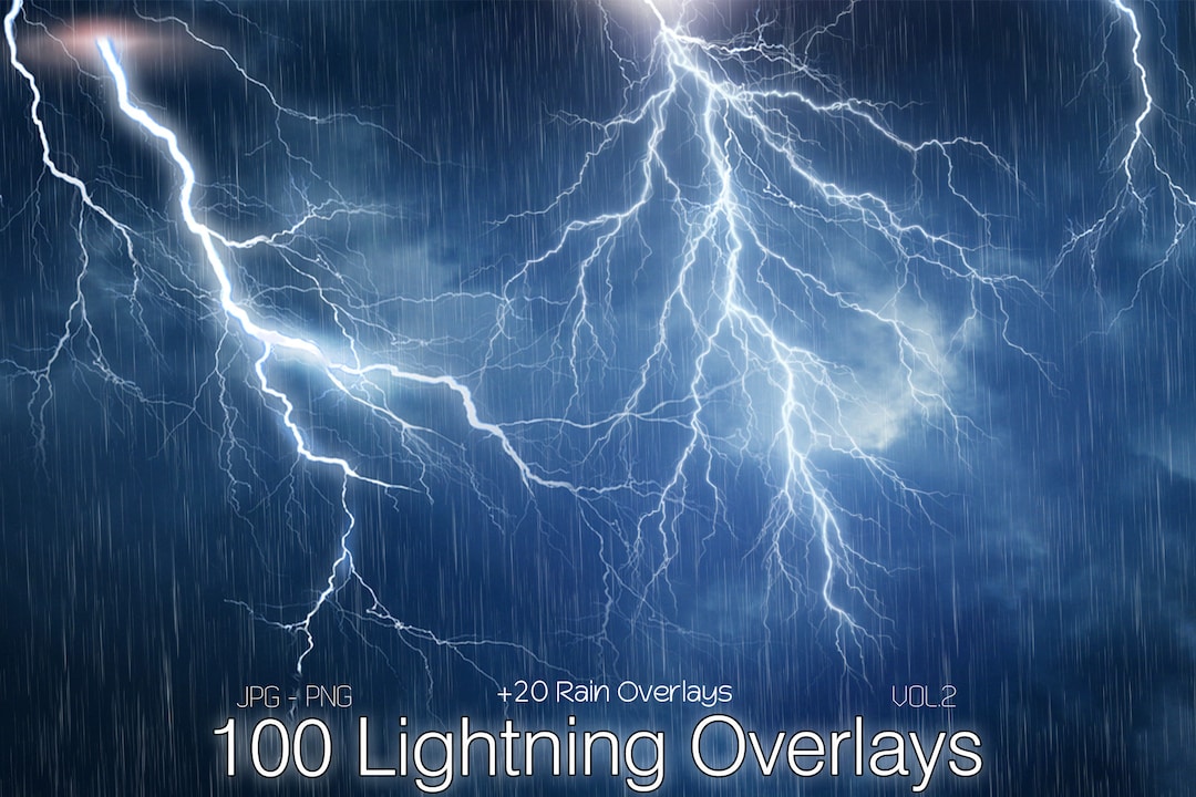 100 Lightning Strike Overlays, Electric Energy Effects, Realistic ...