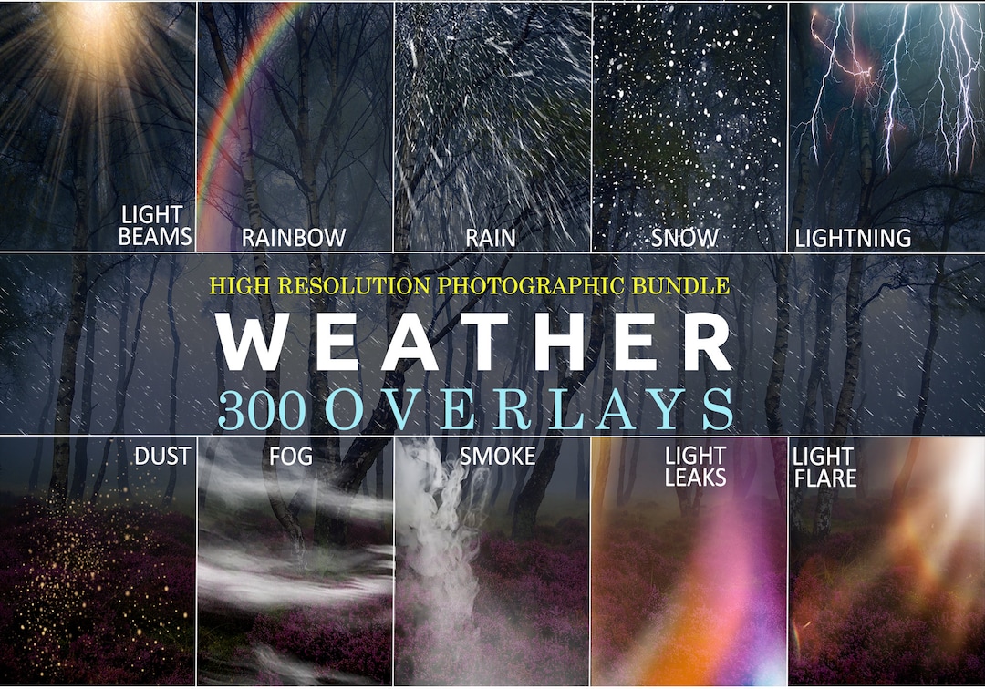 300 WEATHER PHOTOSHOP OVERLAYS, Snow Rain Overlay, Fog Overlays ...