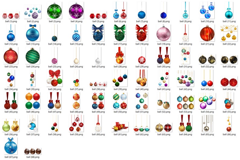 65 Christmas Balls Clipart Christmas Baubles Christmas | Etsy