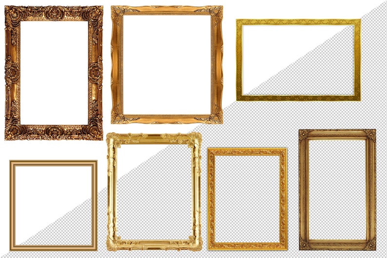15 Golden Frame Overlays Separate PNG Files Vintage Frames | Etsy