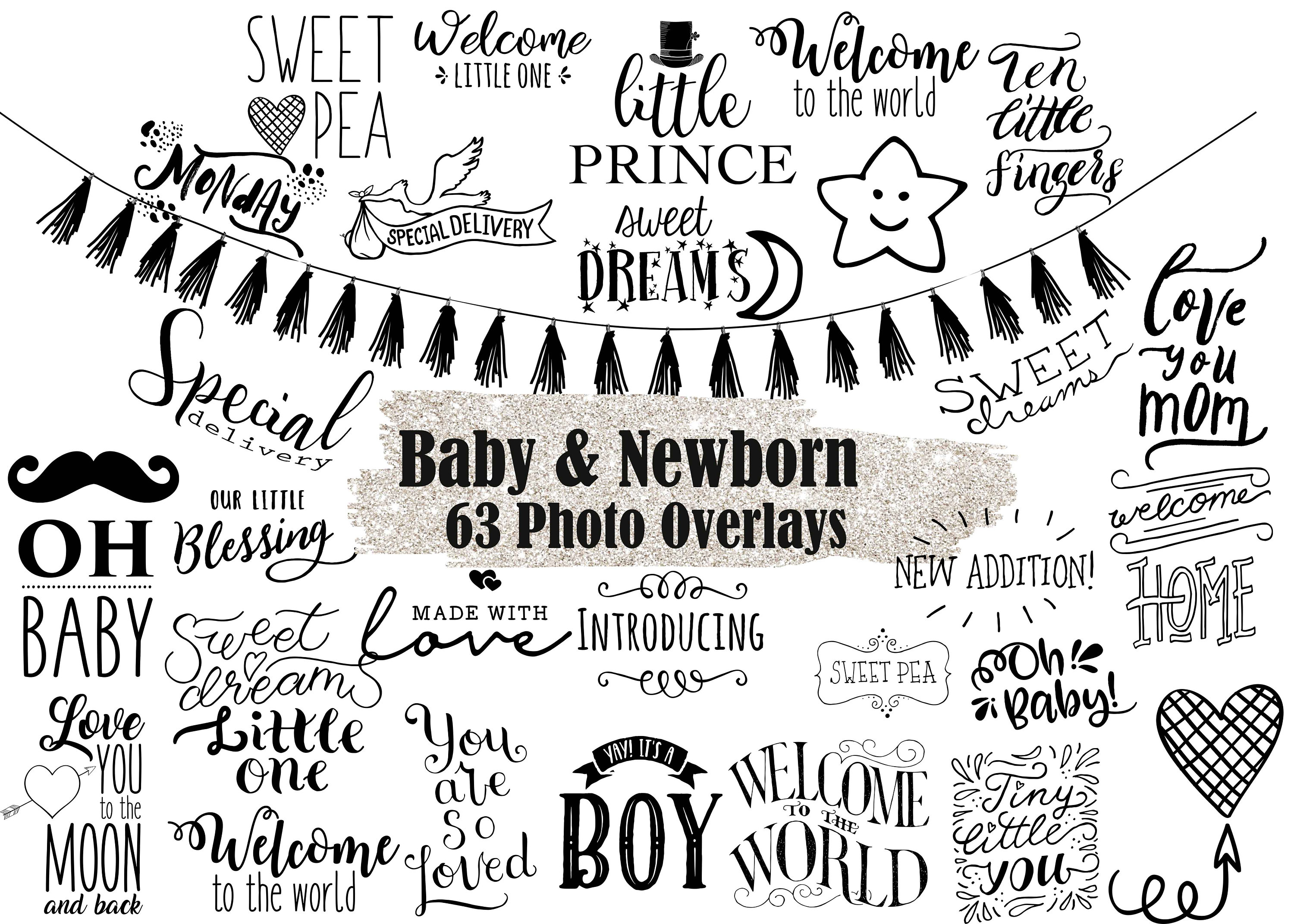 63 Quotes Newborn Photo Overlays, Newborn Word Art, Overlays for ...