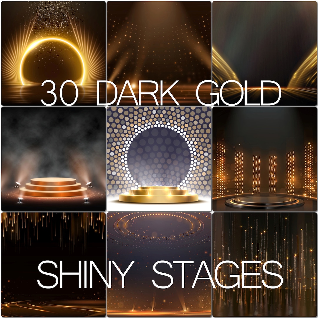 30 Dark Golden Shiny Stages Backdrops, Gold Podium With Stage Lights ...