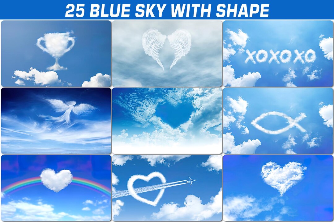 25 Blue Sky Cloud Shape Photo Overlays, Skies Overlays, Motivational ...