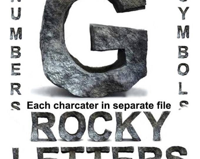 Set of Rocky Letters Numbers Symbols Photohop Letters - Etsy