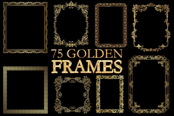 75 Golden Frames Clipart Gold Frame PNG Files Metallic | Etsy UK