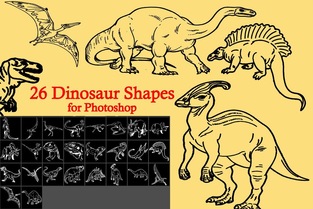 26 Dinosaur Shapes for Photoshop, Tyrannosaurus T-rex Photoshop Animals ...