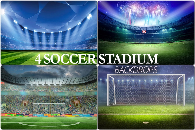 4 Soccer Stadium Backgrounds, Sports Empty Spotlight Arena, Stadium ...