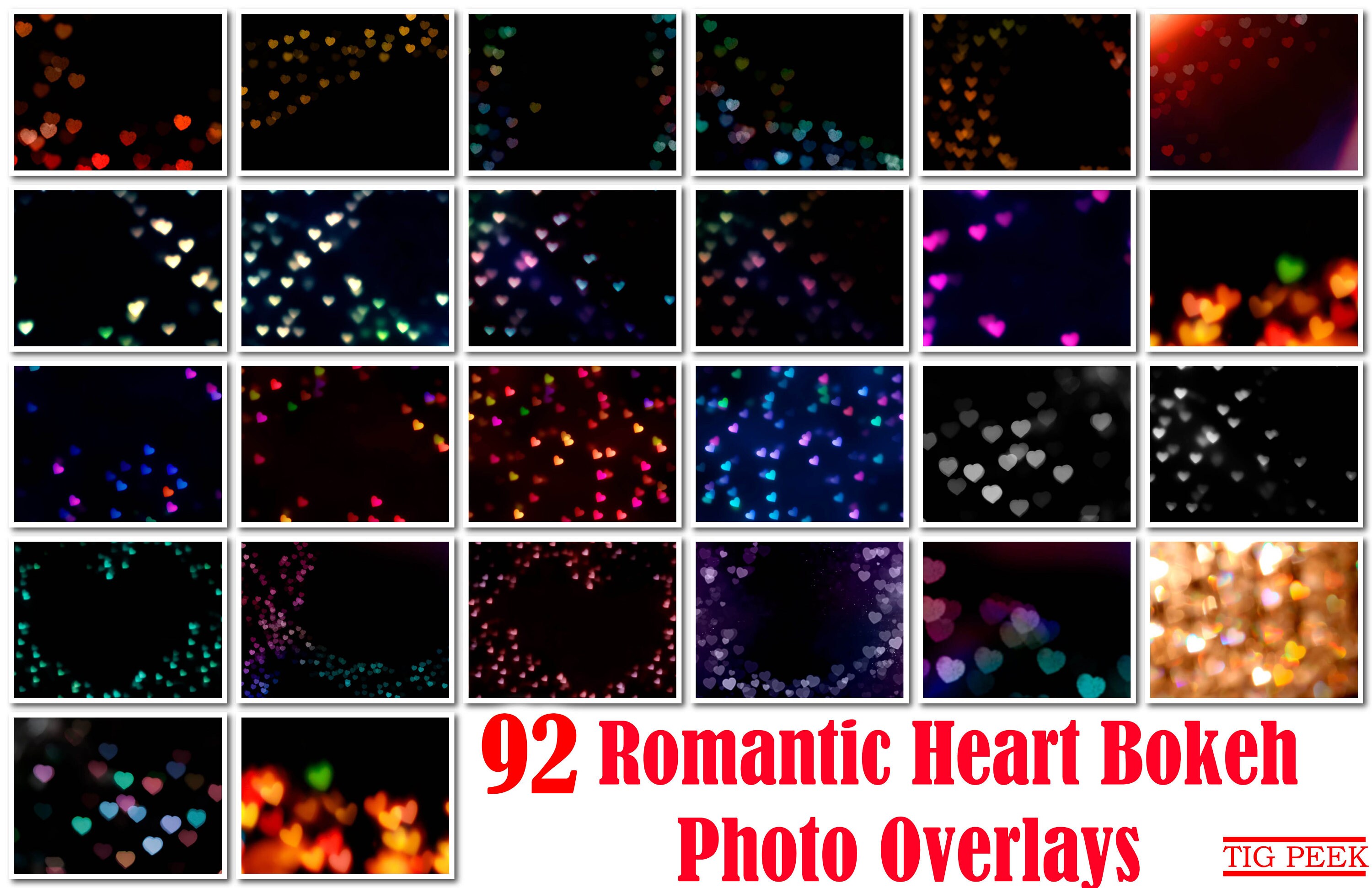 92 Valentine Hearts Bokeh Photo Overlays Romantic Overlays | Etsy