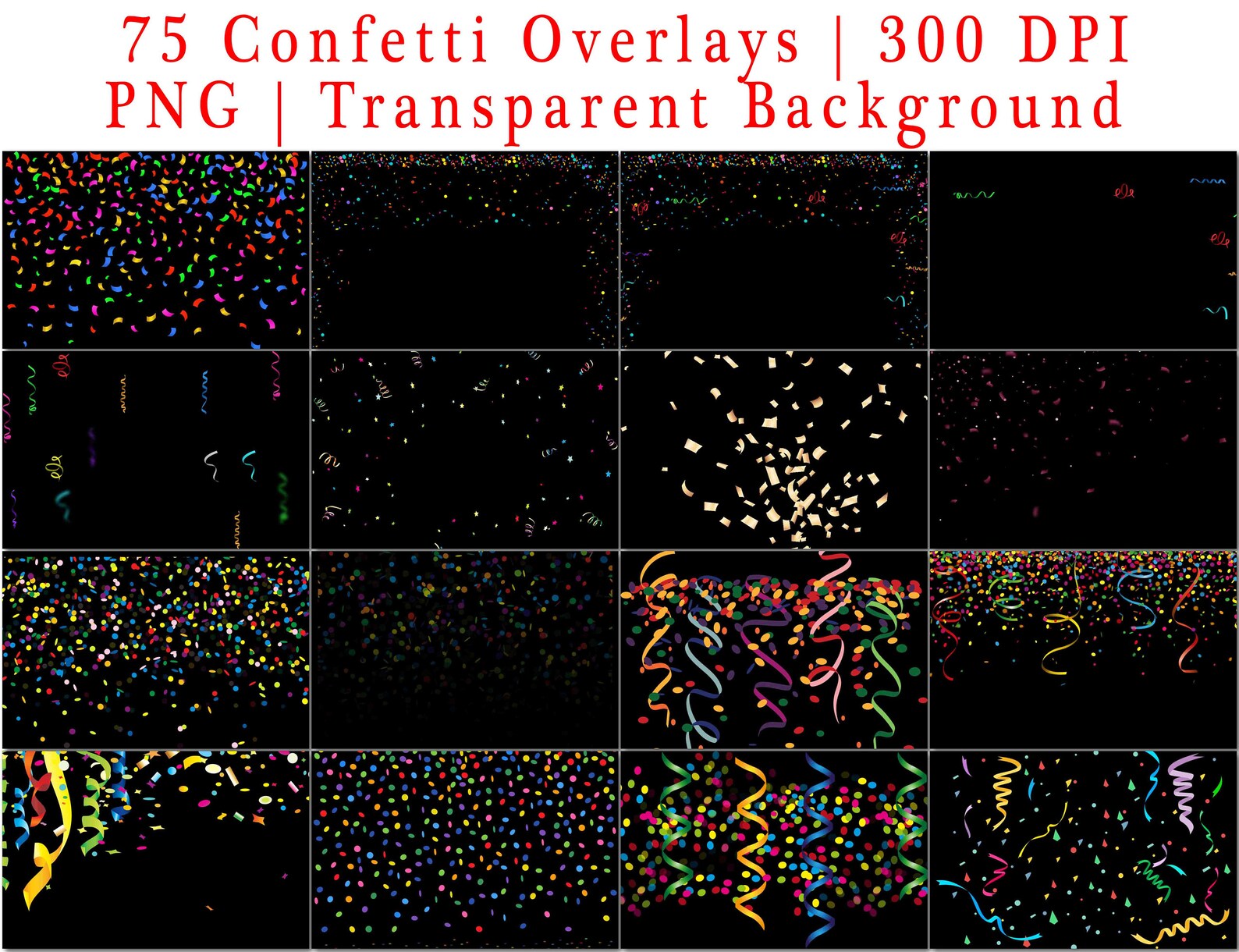75 Confetti Photo Overlays Confetti Photoshop Confetti PNG | Etsy