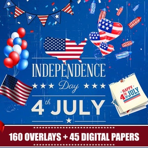 200 USA Digital Overlays 4th of July Independence Day, 4th Digital ...