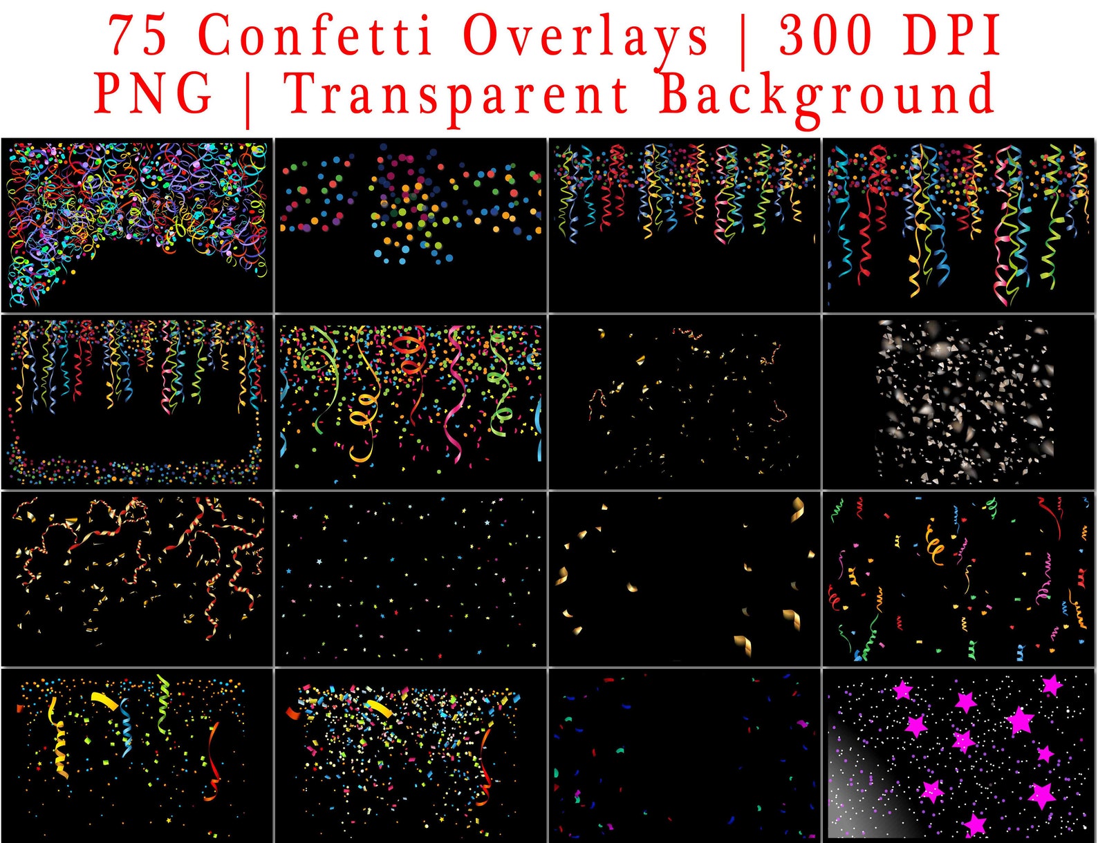 75 Confetti Photo Overlays Confetti Photoshop Confetti PNG | Etsy