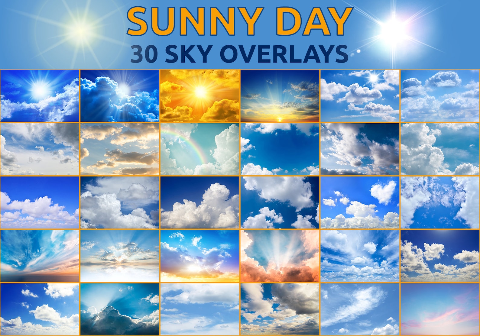 30 Blue Sky Overlays Sunny Sky Overlay Cloud Overlay - Etsy