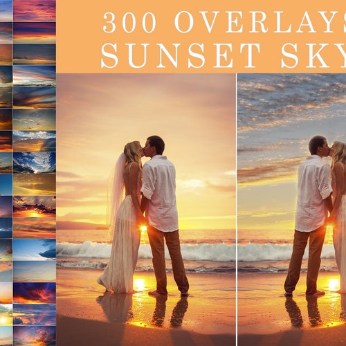 300 Sunset Sky Photo Overlays Clouds Photoshop Photoshop - Etsy