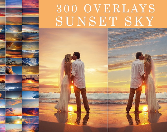 300 Sunset Sky Photo Overlays Clouds Photoshop, Photoshop Overlay, Sky ...