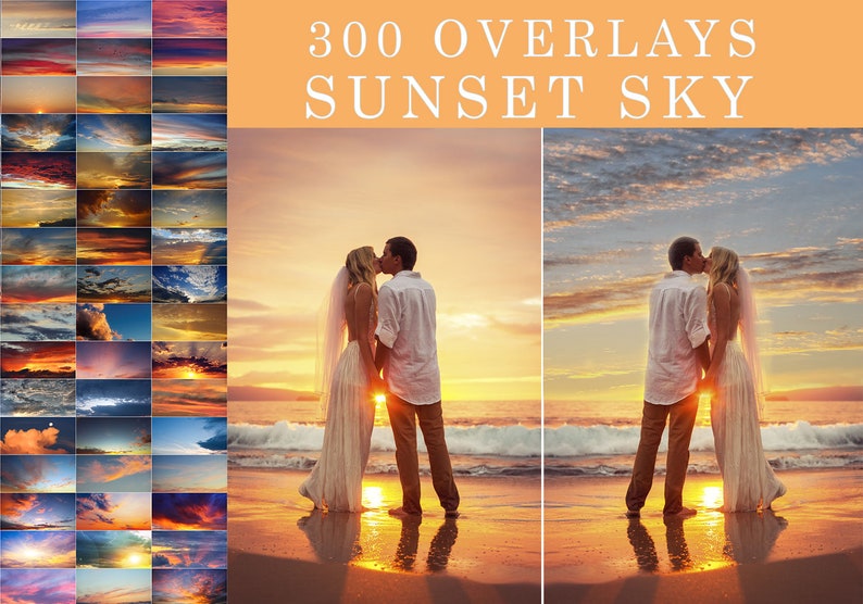 300 Sunset Sky Photo Overlays Clouds Photoshop Photoshop - Etsy