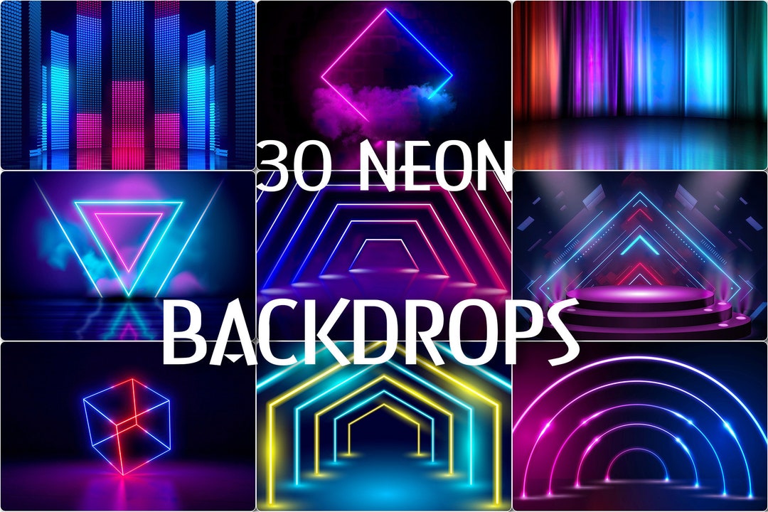 30 Neon Stage Backdrops, Futuristic Geometric Lights, Modern Electro ...