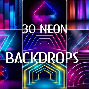 30 Digital NEON Podium Stage, Glowing Colorful Backdrop, Modern Electro ...