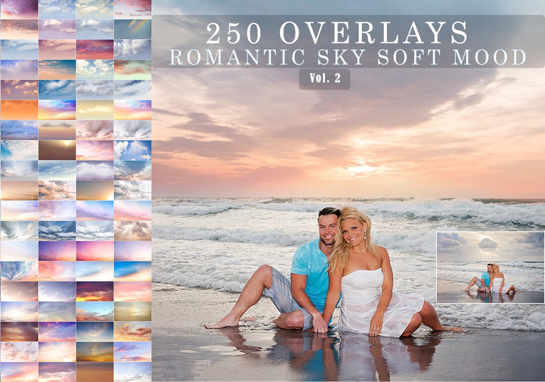 250 Romantic Sky Photoshop Overlays Soft Mood, Professional Photo Layer ...