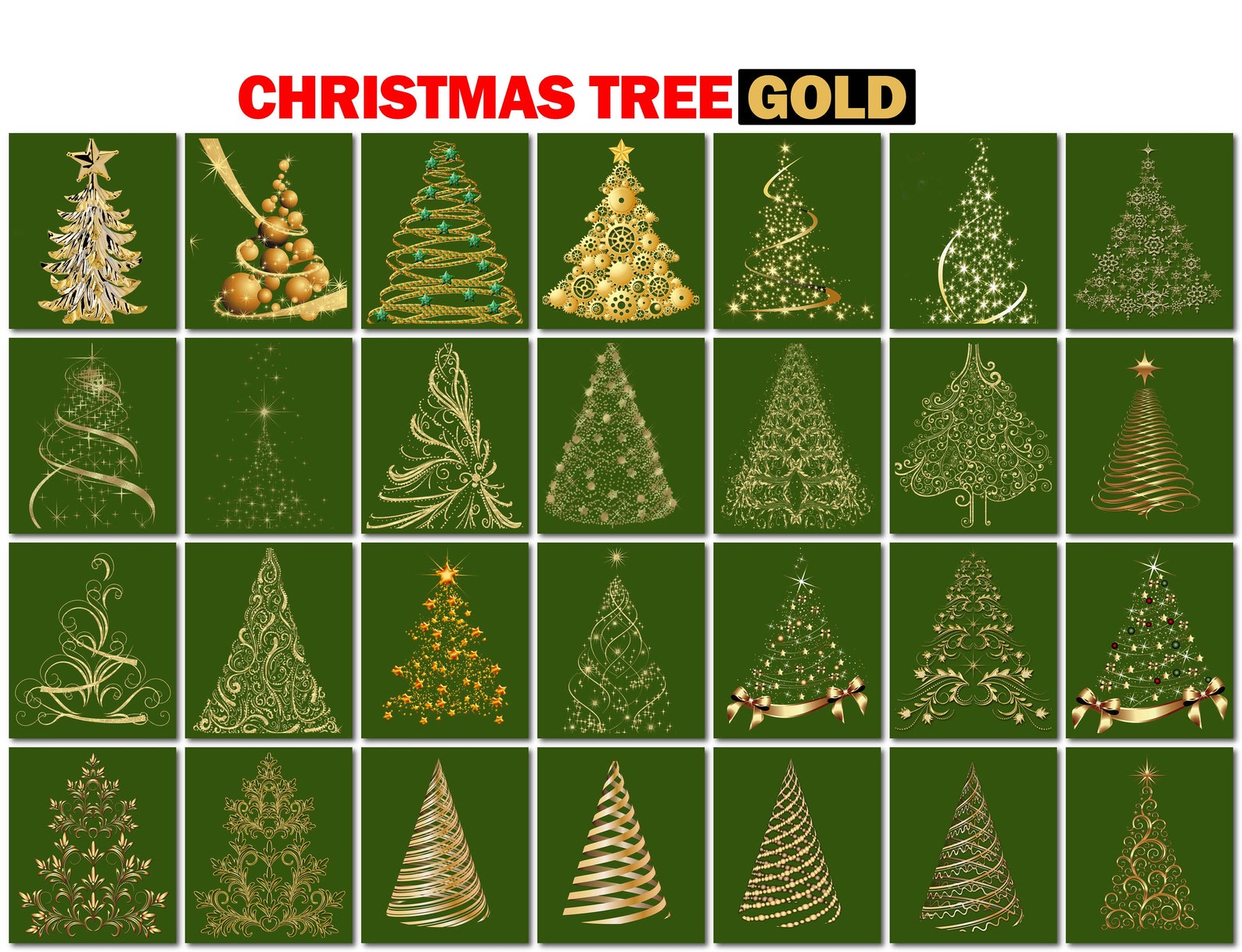 150 Christmas Tree Clipart Christmas Tree Overlays for - Etsy