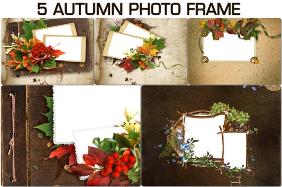 5 Autumn Photo Frame Overlays Art Frame Photoshop Overlay | Etsy