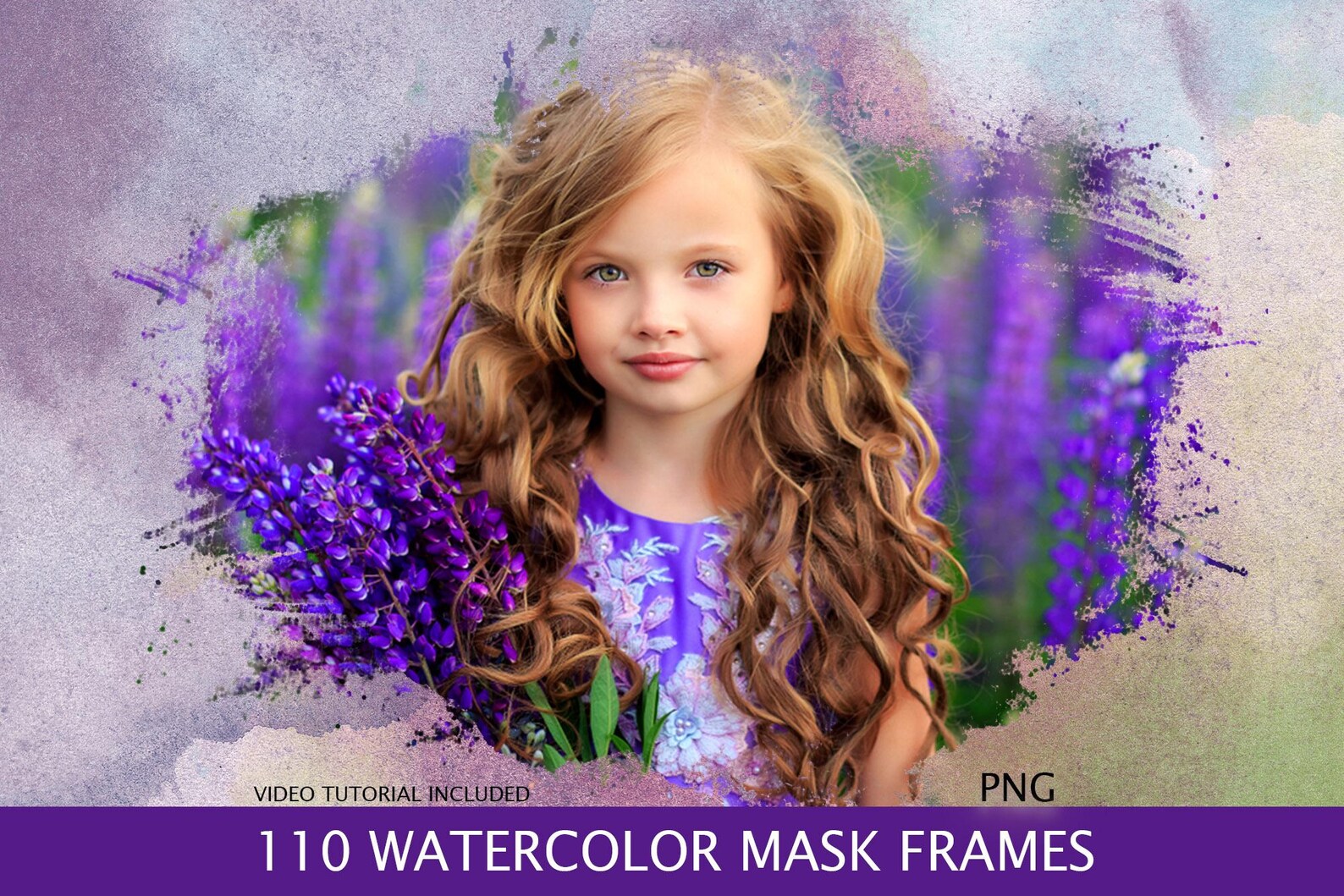 110 Watercolor Portrait Mask, Brush Paint Photo Frame Overlays ...