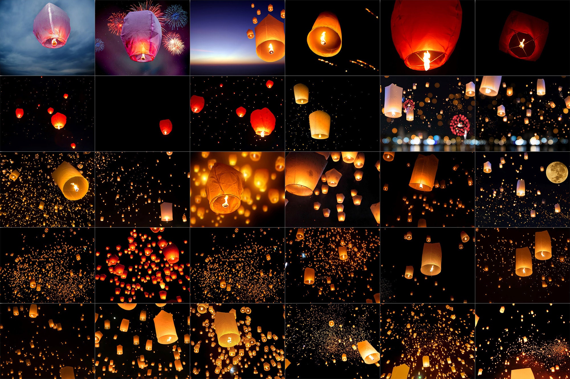 80 Sky Lanterns Overlays Sky Lanterns Festival Flying - Etsy