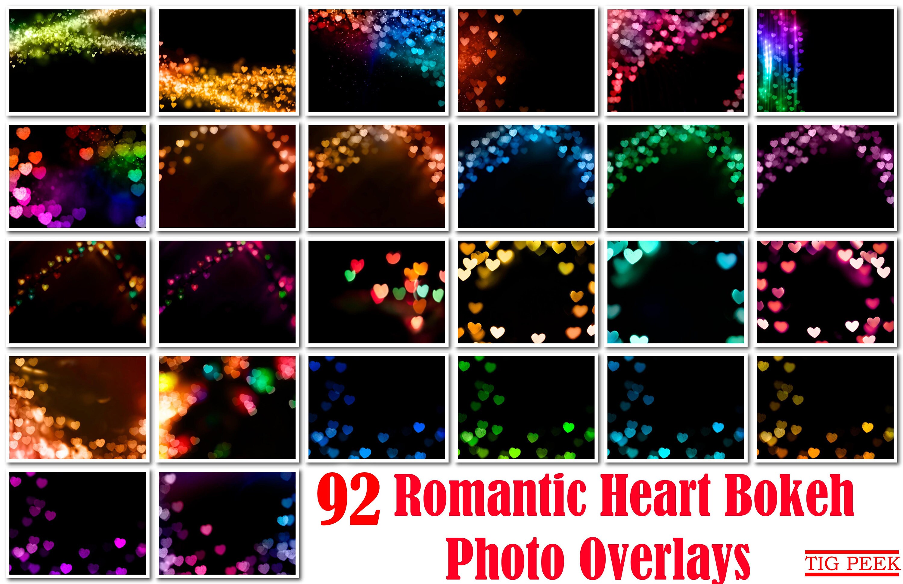 92 Valentine Hearts Bokeh Photo Overlays Romantic Overlays | Etsy