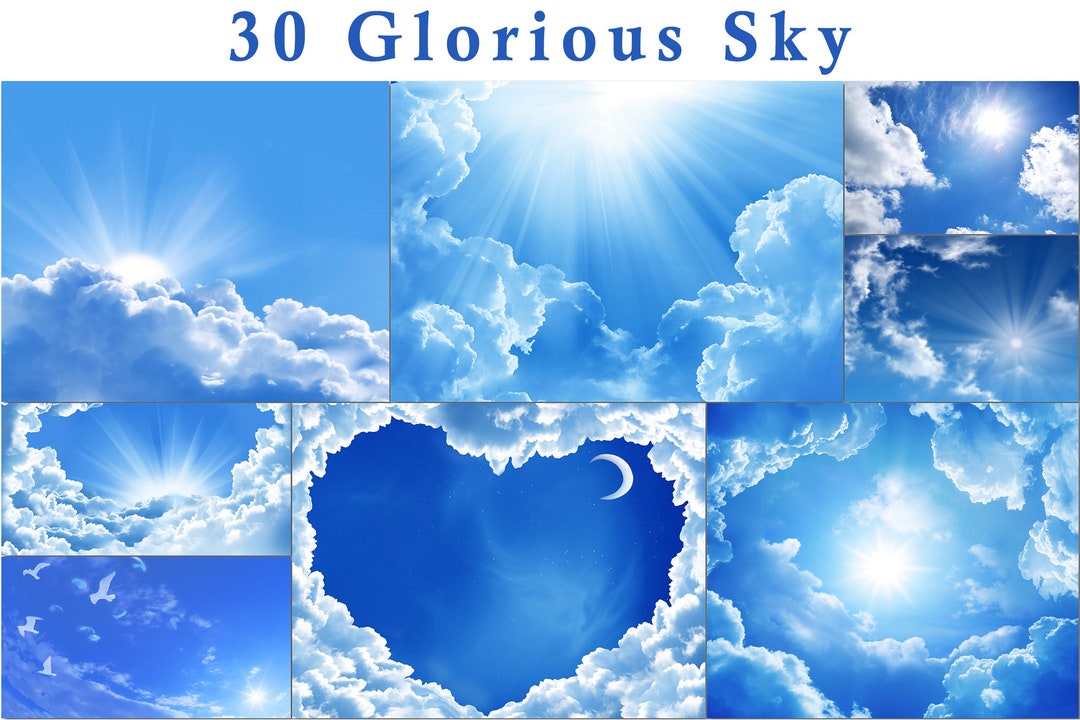 30 Glorious Sky Overlays, Digital Heavenly Sky, Angelic Cloud Overlay ...