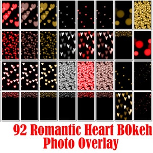 92 Valentine Hearts Bokeh Photo Overlays, Romantic Overlays, Photo ...