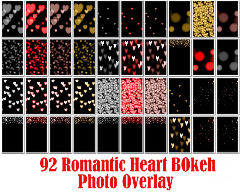 92 Valentine Hearts Bokeh Photo Overlays Romantic Overlays - Etsy