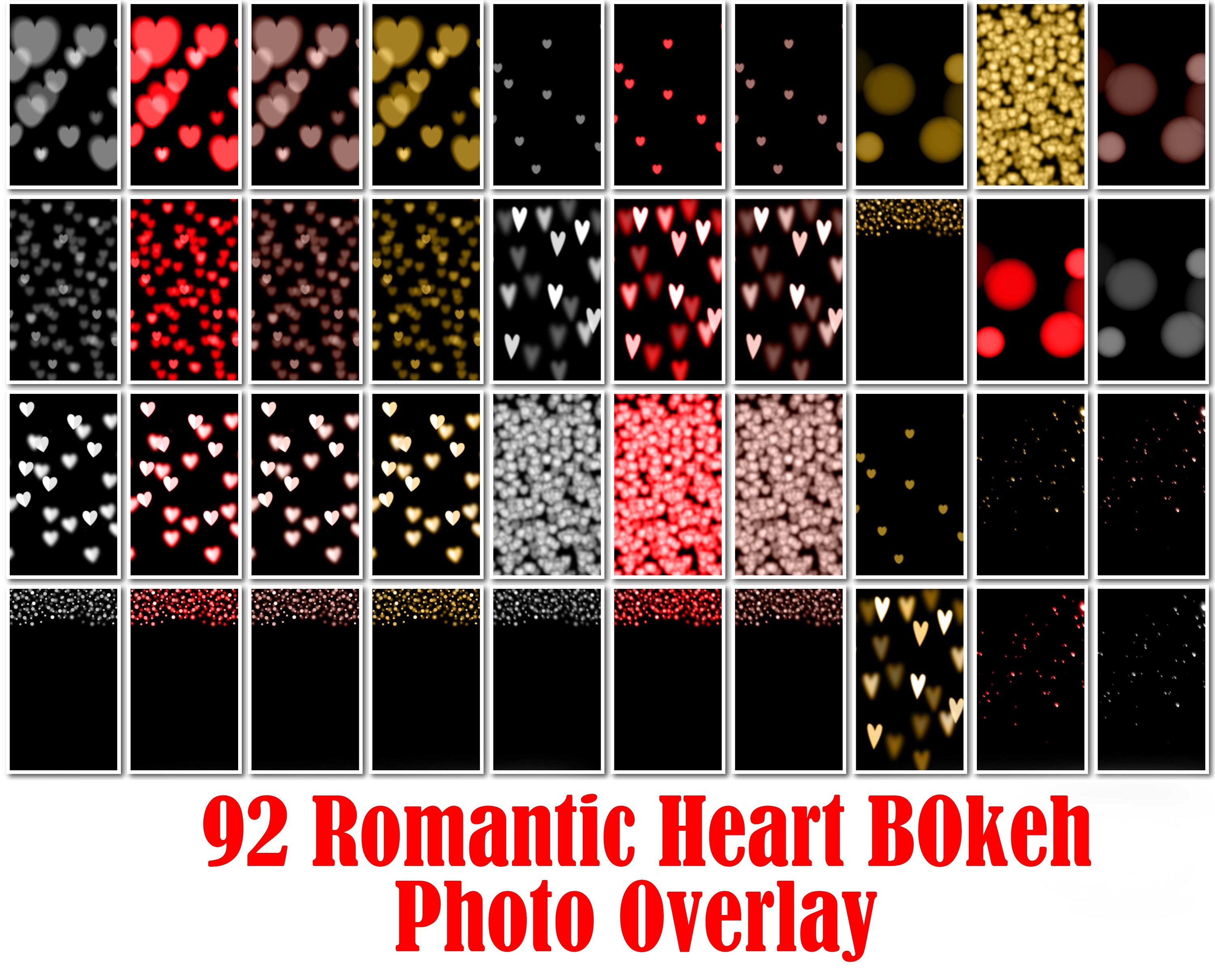 92 Valentine Hearts Bokeh Photo Overlays Romantic Overlays | Etsy