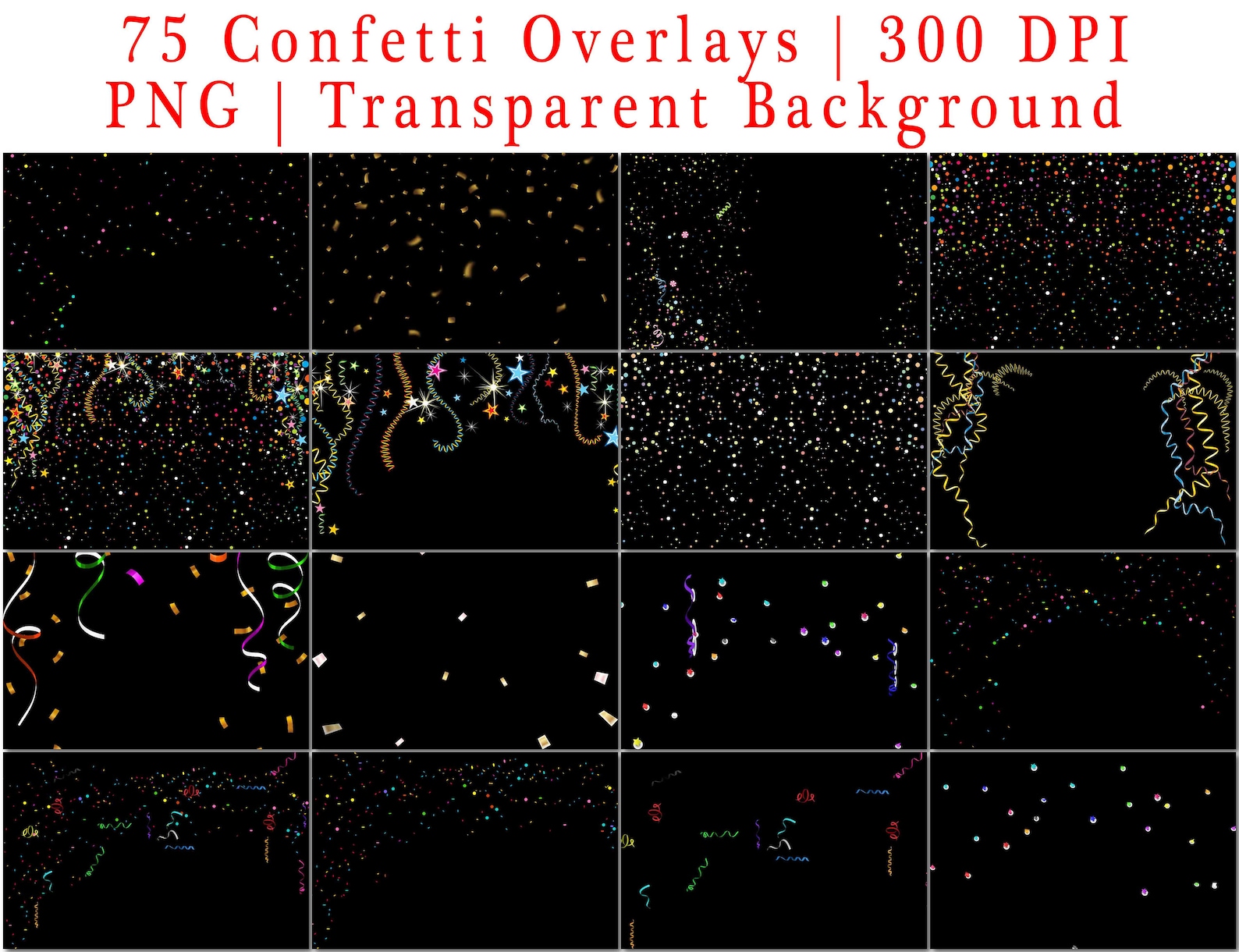 75 Confetti Photo Overlays Confetti Photoshop Confetti PNG | Etsy