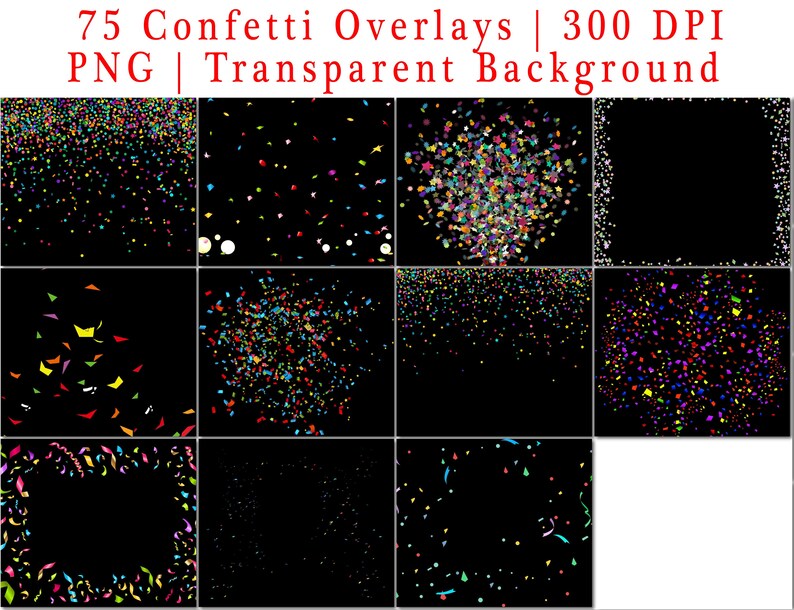 75 Confetti Photo Overlays Confetti Photoshop Confetti PNG - Etsy
