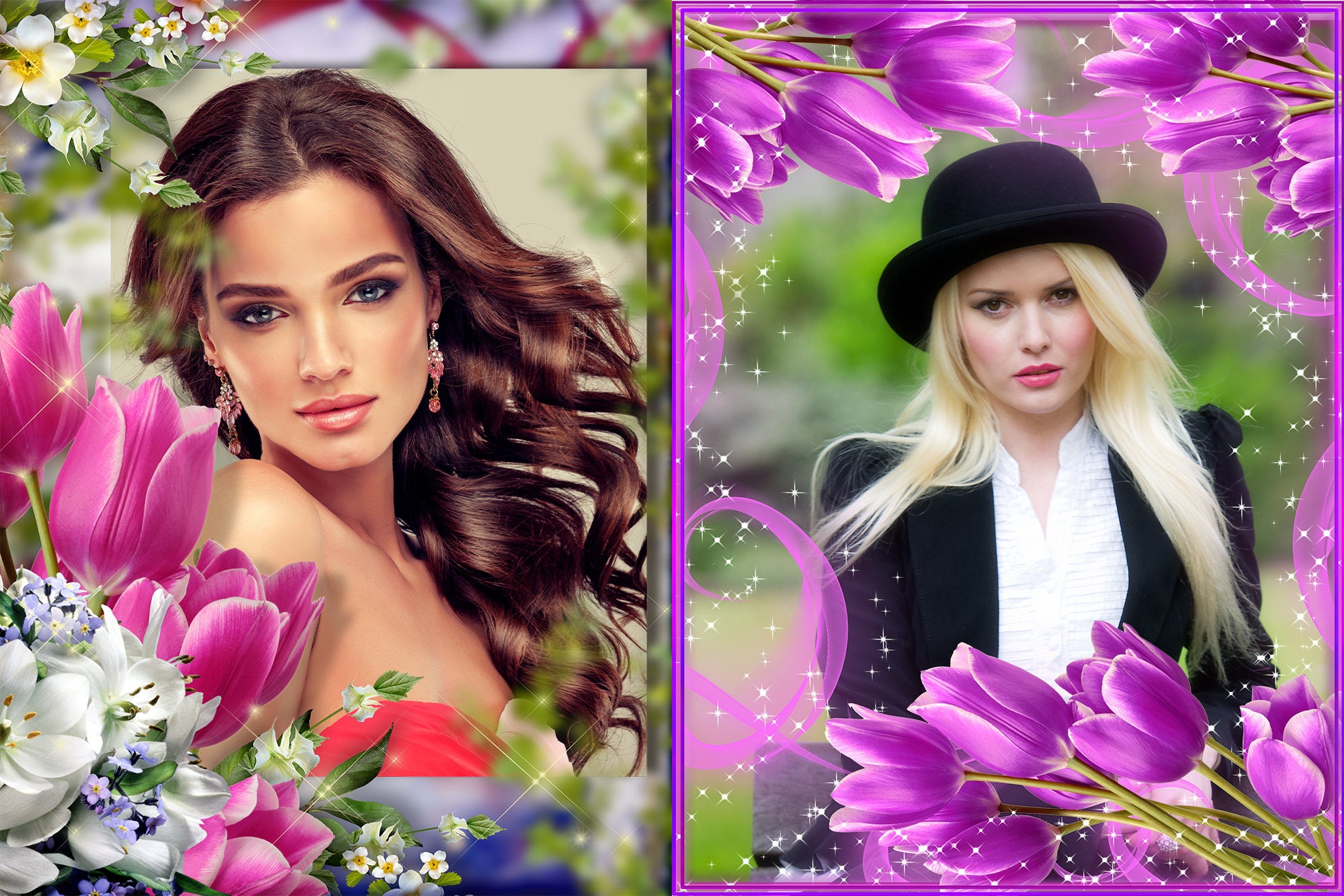 80 Spring Flower Frames Spring Flowering Yellow Tulips Red - Etsy