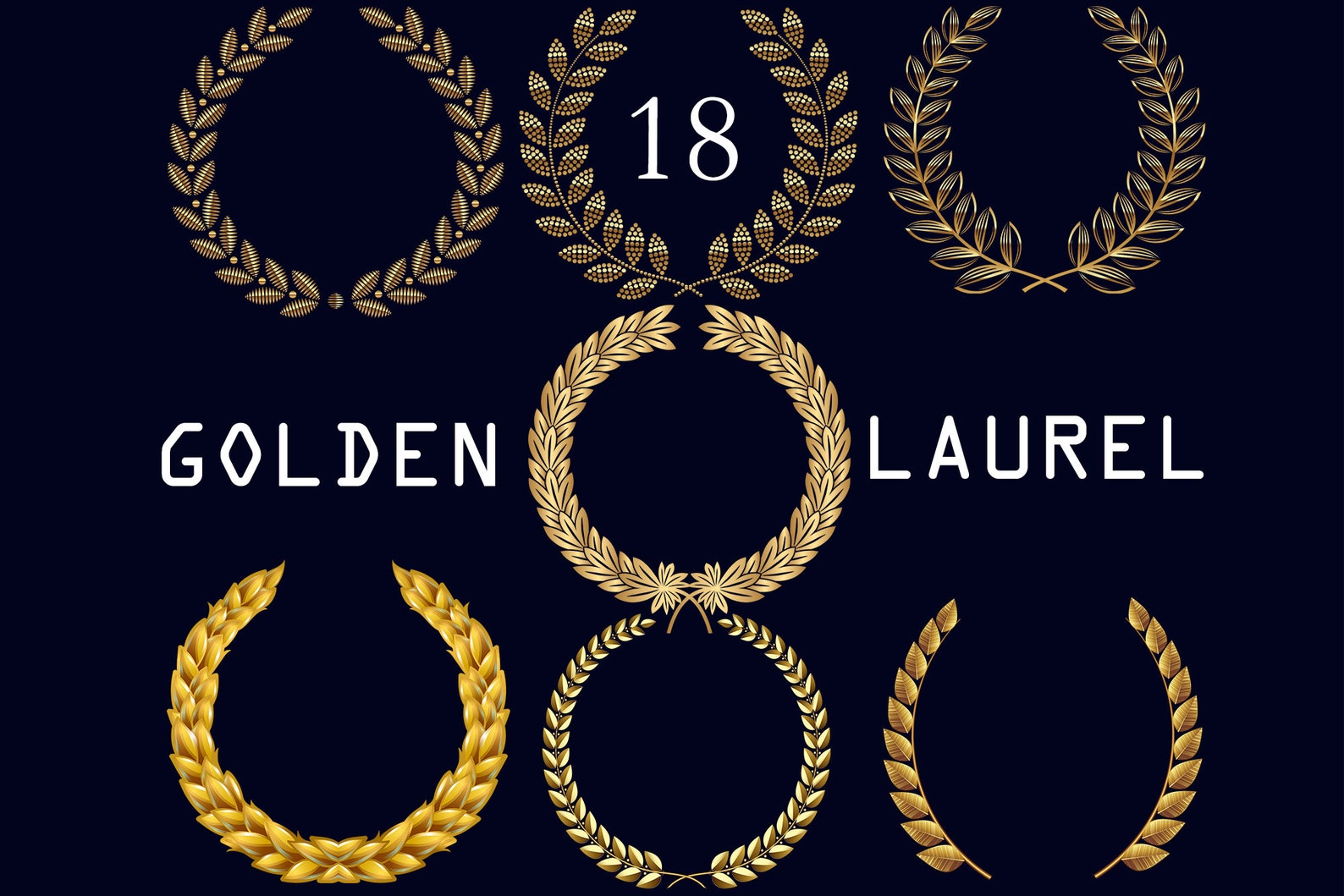 18 Golden Laurel Wreath Award Badges Laurel Frame PNG - Etsy