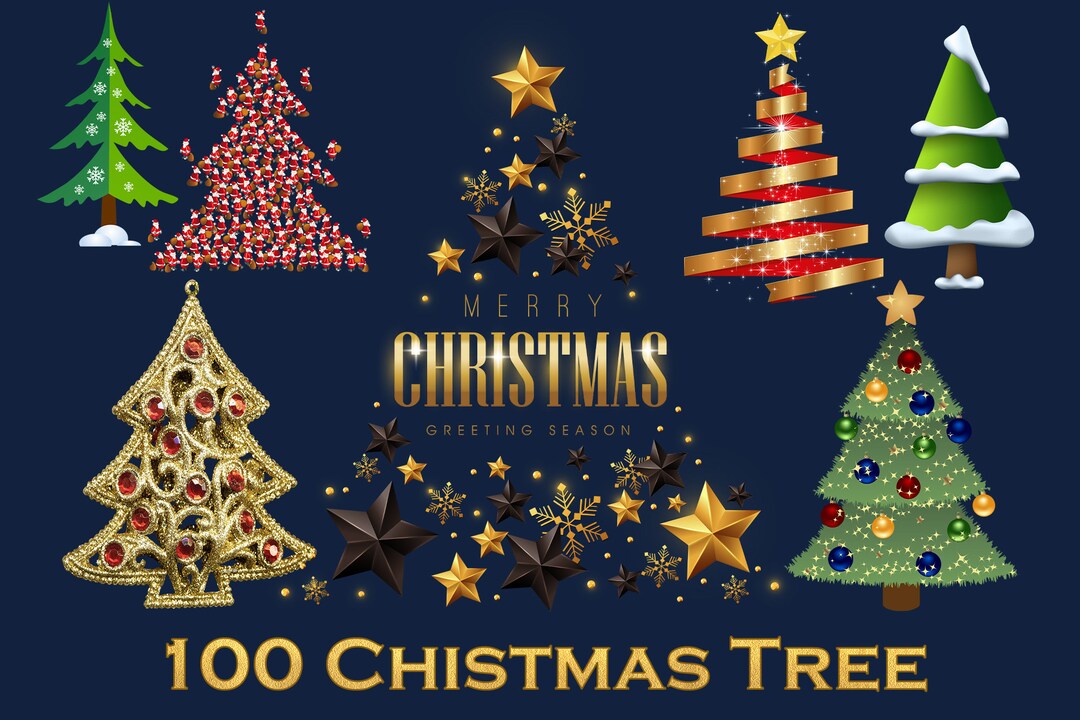 100 Christmas Tree Clipart, Christmas Tree Overlays for Photoshop ...