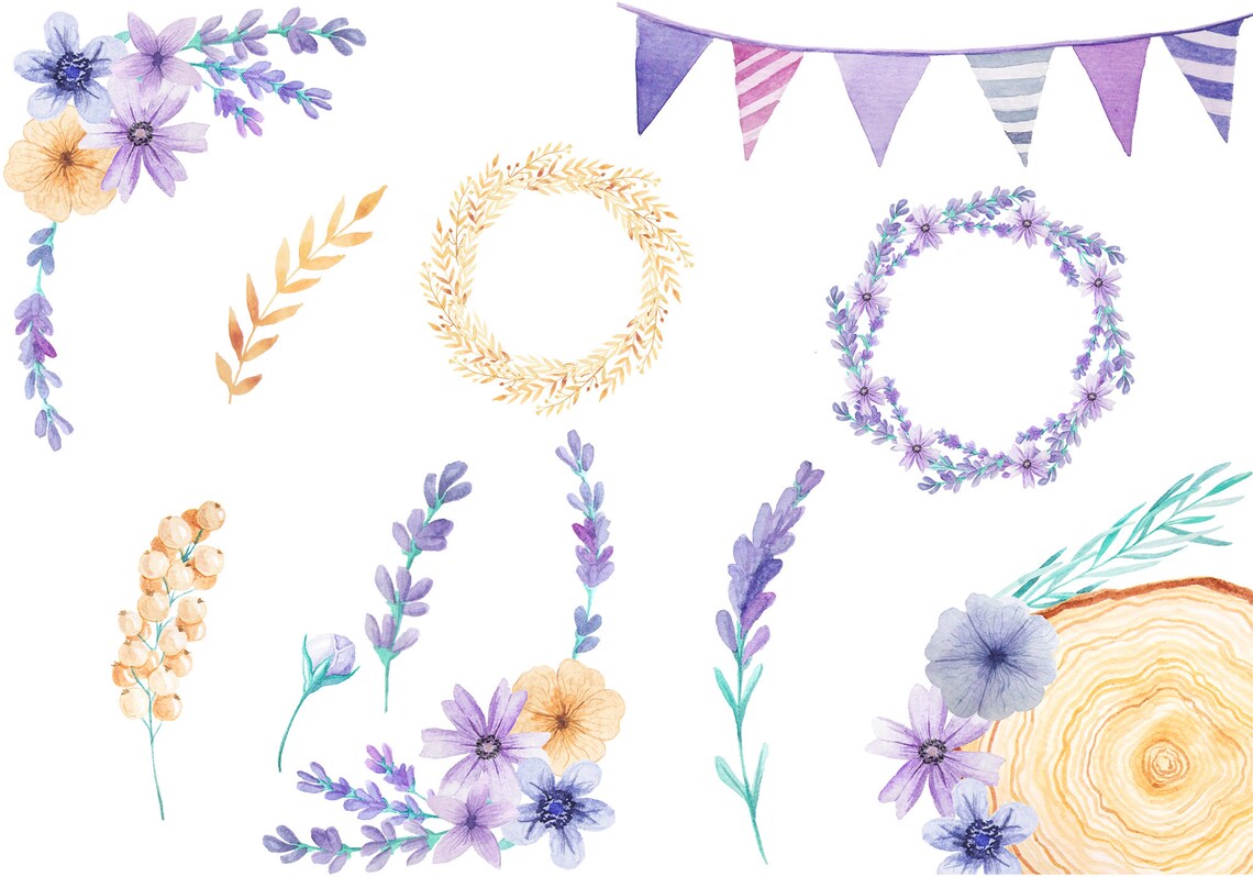 Bundle Watercolor Lavender Overlays Lavender Spring Lavender - Etsy