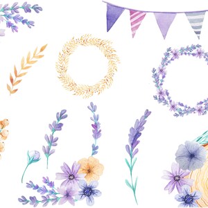 Bundle Watercolor Lavender Overlays, Lavender Spring, Lavender Flowers ...