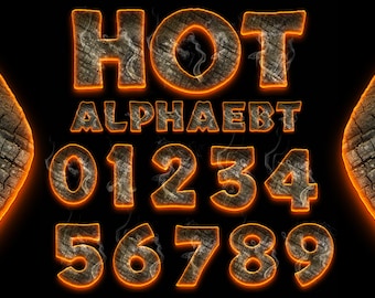 Fire Alphabet Letters and Numbers, Flaming Alphabet, Set of Letters ...