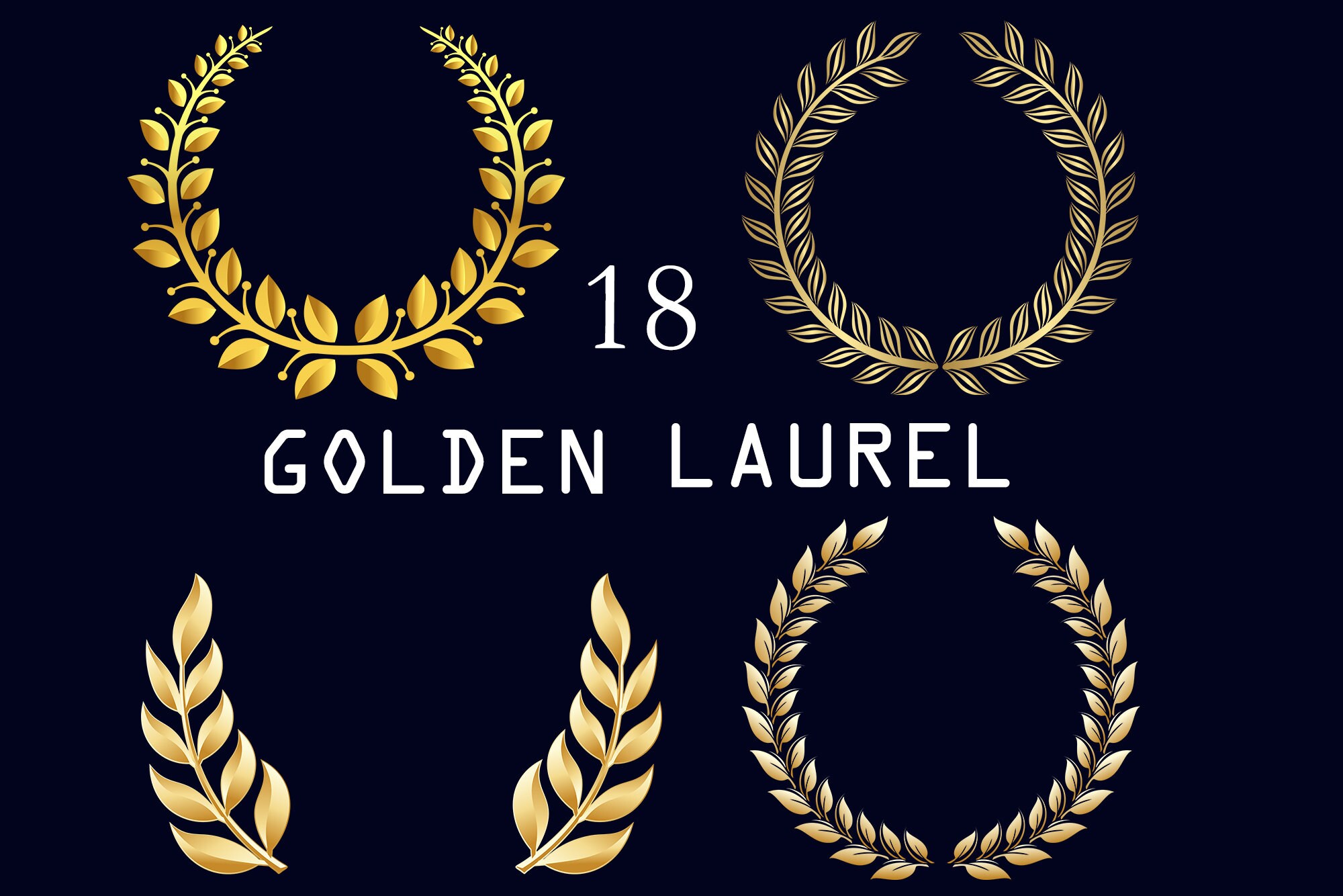 18 Golden Laurel Wreath Award Badges Laurel Frame PNG - Etsy